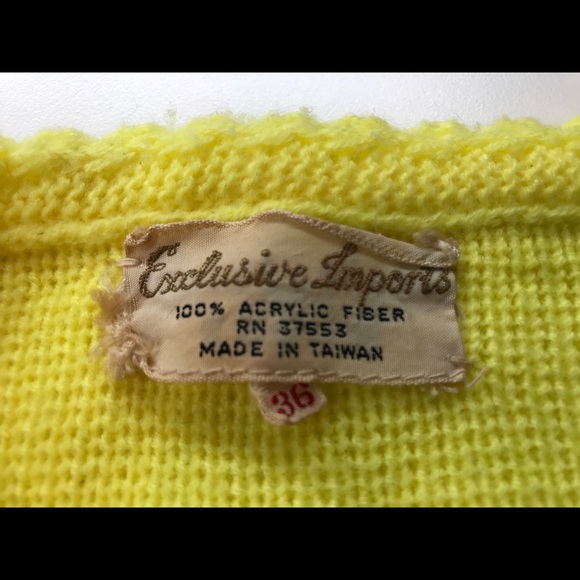 Exclusive Imports | Sweaters | Vintage Lemon Yellow Embroidered ...